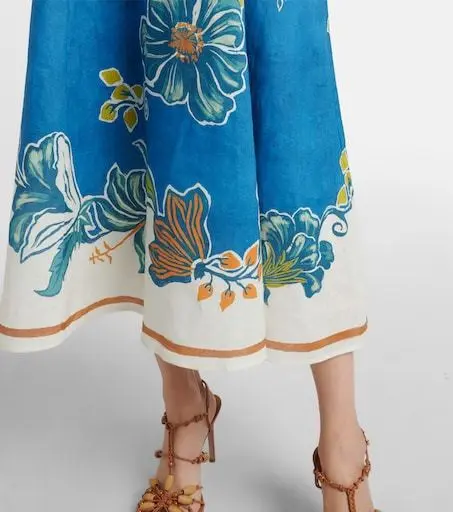ALEMAIS Luda Floral Linen Midi Dress