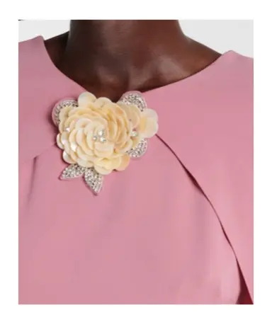 Oscar De La Renta Cape Effect Gown With Floral Embellishment
