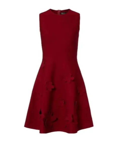 Oscar De La Renta Floral Knitted Mini Dress - Red