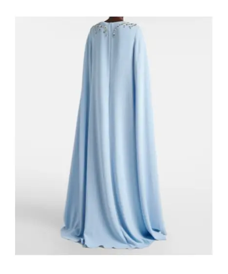 Oscar De La Renta Caped Embellished Silk-blend Gown