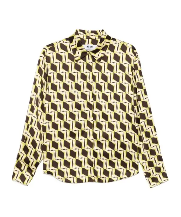 MSGM Geometric Print Long-sleeve Shirt