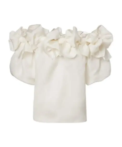 Carolina Herrera Off-shoulder Silk Top With Ruffle Detail