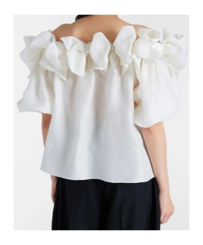 Carolina Herrera Off-shoulder Silk Top With Ruffle Detail