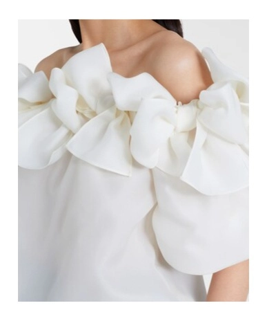 Carolina Herrera Off-shoulder Silk Top With Ruffle Detail