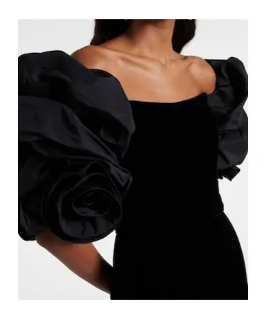 Carolina Herrera Off-shoulder Velvet Minidress With Rose Sleeves