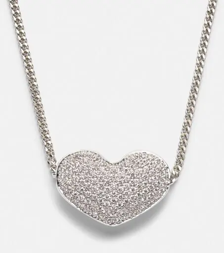 EERA Heart Pavé Diamond Necklace In 18kt White Gold
