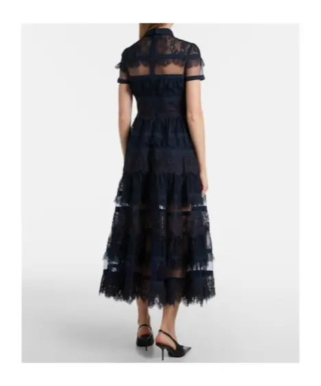 Elie Saab Lace Tie-neck Midi Dress
