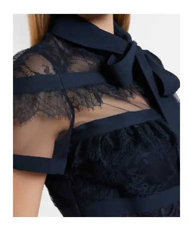 Elie Saab Lace Tie-neck Midi Dress