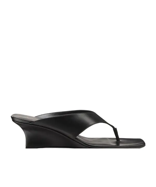 STUART WEITZMAN Vinnie Wedge Thong Sandals - Black