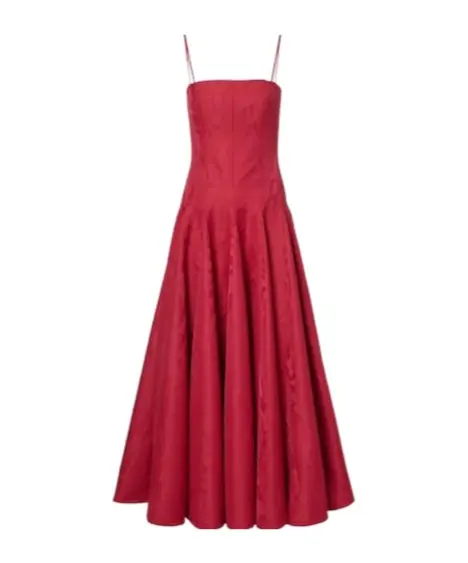 EMILIA WICKSTEAD Gracia Pleated Moiré Mikado Bustier Maxi Dress - Red