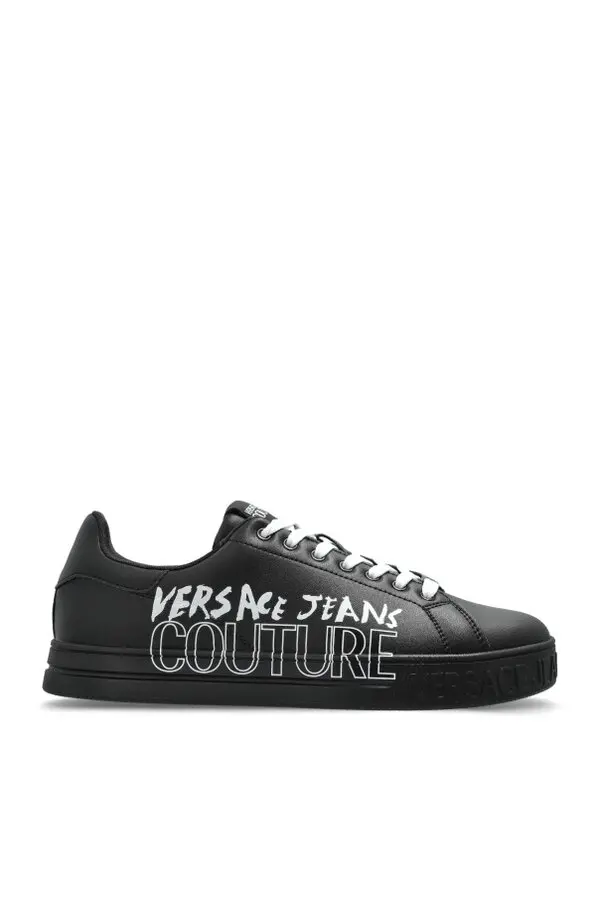 Versace Logo Embellished Sneakers - Black