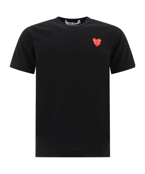 Play Comme Des Garcon Comme Des Garçons Play Double Heart Crewneck T-shirt - Black