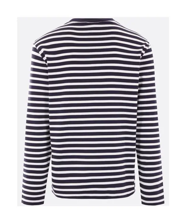 Maison Kitsuné Maison Kitsun Bold Fox Head Patch Striped T-shirt