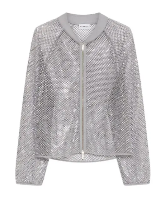 Marella Rhinestone Mesh Blouson Jacket