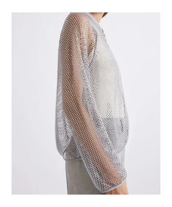 Marella Rhinestone Mesh Blouson Jacket