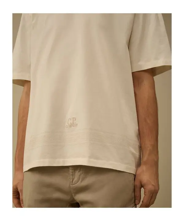 C.P. COMPANY Logo Embroidered Crewneck T-shirt - White