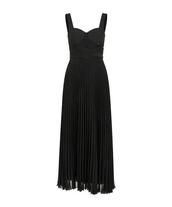 Patrizia Pepe Pleated Bustier Dress - Black