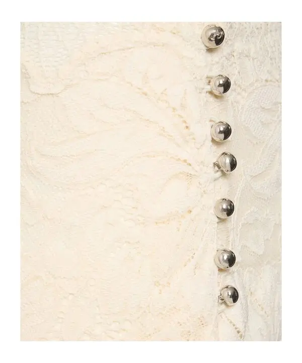 Rabanne High-waist Floral Lace Midi Skirt - Ivory