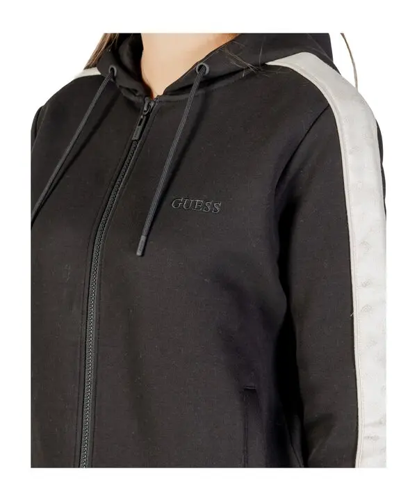 Guess Zip-up Hooded Sweatshirt With Embroidered Logo