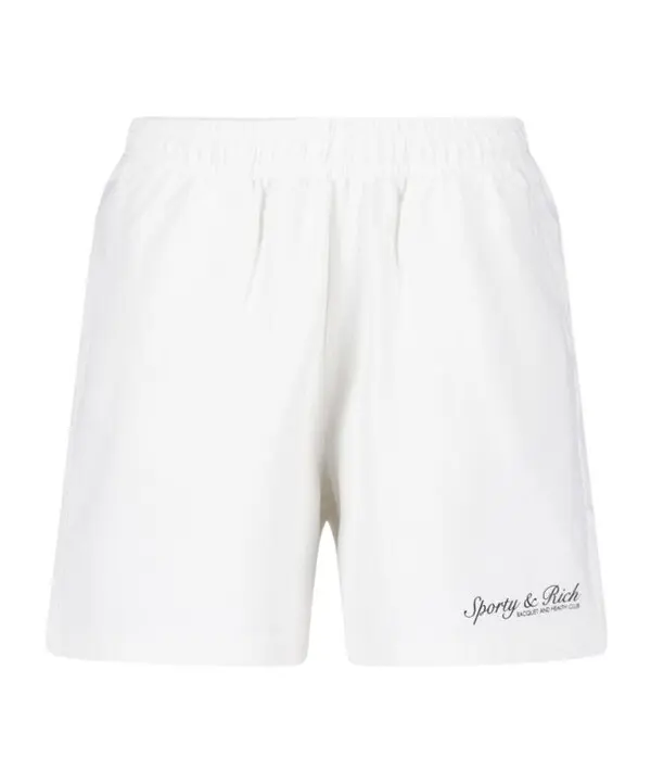 SPORTY  RICH Sporty & Rich Elastic Waist Shorts With Logo Detail