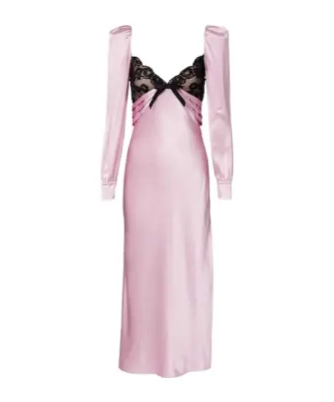 Alessandra Rich Lace-trimmed Silk Satin Midi Dress - Pink