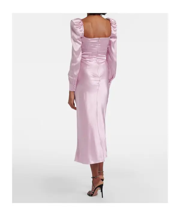Alessandra Rich Lace-trimmed Silk Satin Midi Dress