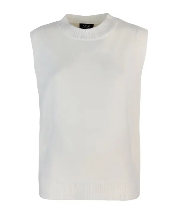 A.p.c. Crewneck Knitted Vest - White