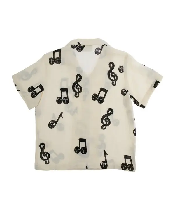MINI RODINI Musical Note Print Muslin Shirt