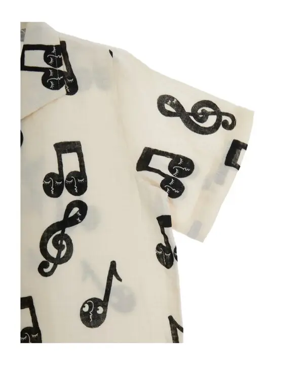 MINI RODINI Musical Note Print Muslin Shirt