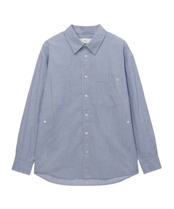 DUNST Striped Button-up Shirt - Blue