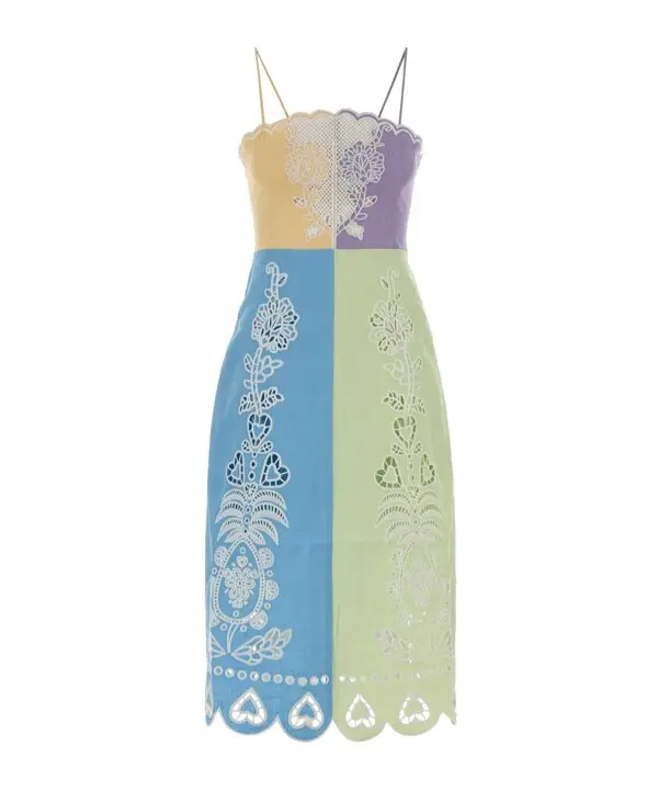 Farm Rio Scalloped-hem Midi Dress