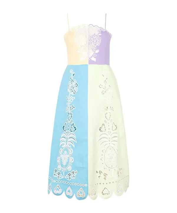 Farm Rio Sleeveless Embroidered Midi Dress - No