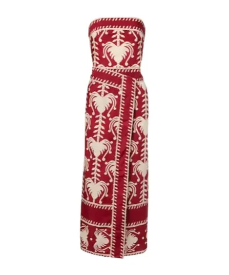 Johanna Ortiz Ancient Peru Cotton Wrap Dress - Red
