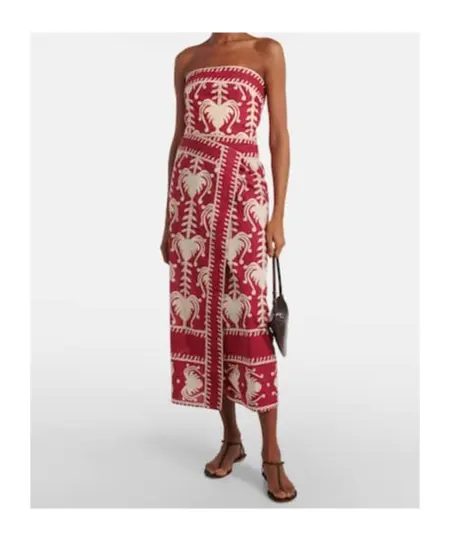 Johanna Ortiz Ancient Peru Cotton Wrap Dress - Red