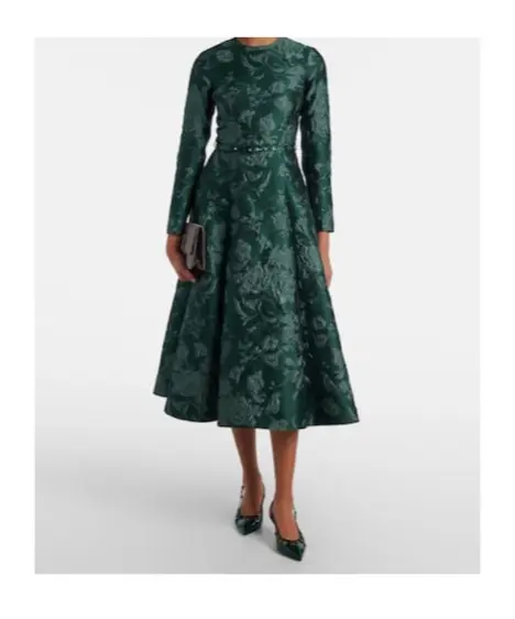EMILIA WICKSTEAD Capucine Floral Cloqué Midi Dress - Black