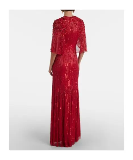 Jenny Packham Violetta Embellished Caped Gown