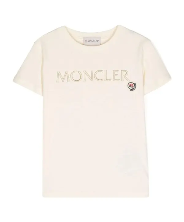 Moncler Embroidered Logo Crewneck T-shirt - Beige
