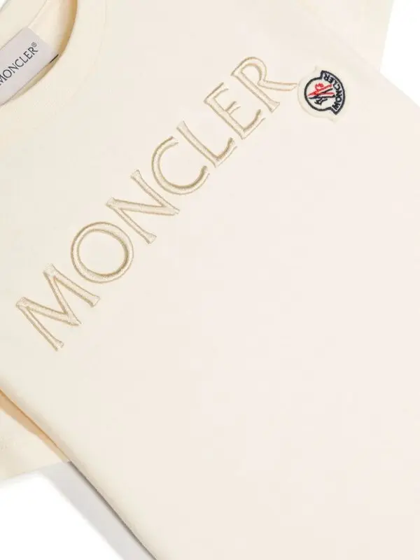 Moncler Embroidered Logo Crewneck T-shirt - Beige