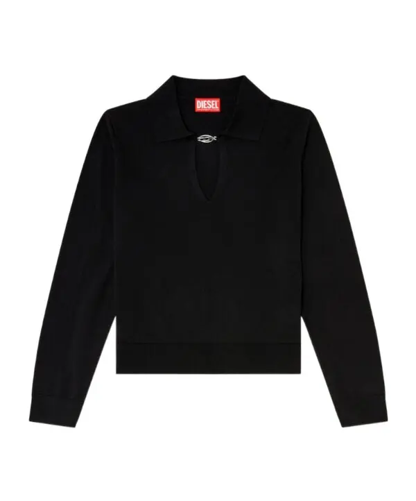 DIESEL® Oval D Keyhole Long-sleeve Sweater - Black