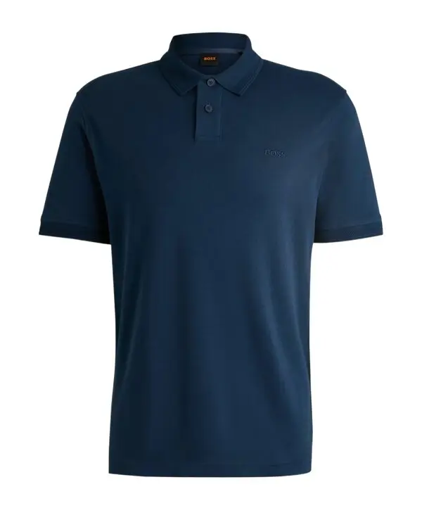 Hugo Boss Logo-embroidered Cotton Polo Shirt - Blue