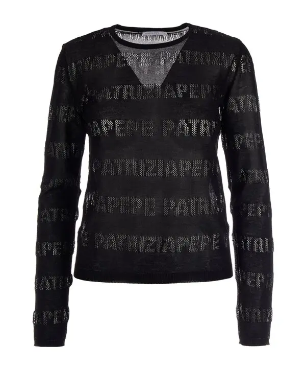 Patrizia Pepe Perforated Detail Long Sleeve Sweater