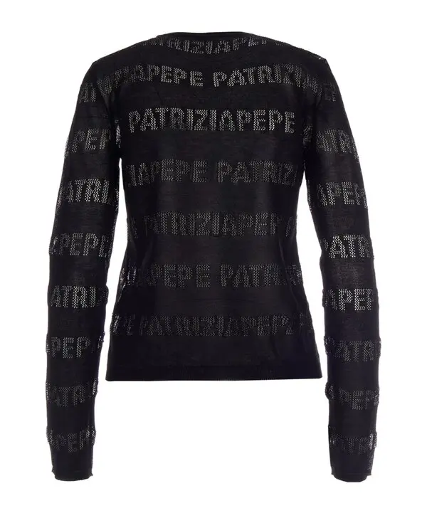 Patrizia Pepe Perforated Detail Long Sleeve Sweater