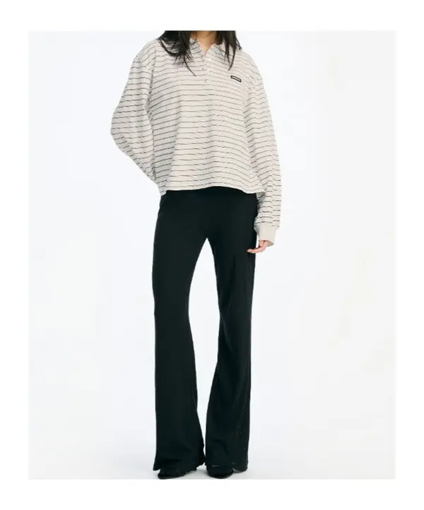 ROTATE BY BIRGER CHRISTENSEN Striped Long Sleeve Polo Top