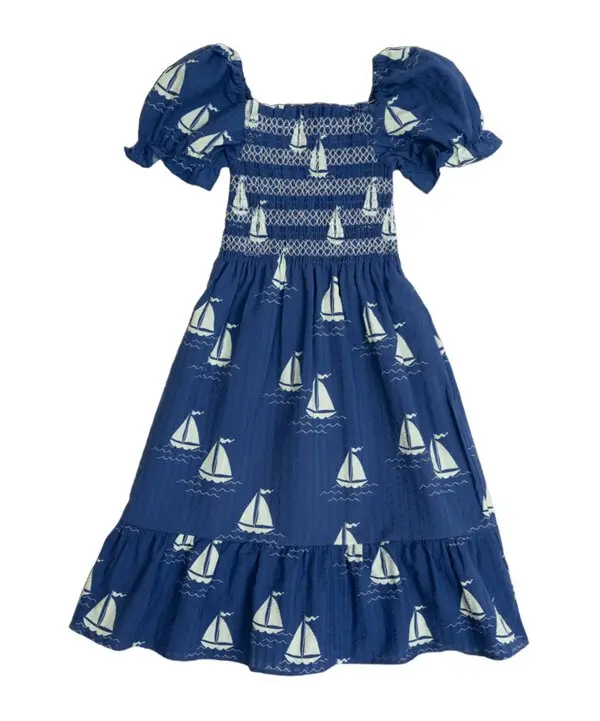 MINI RODINI Square Neck Boat Print Maxi Dress