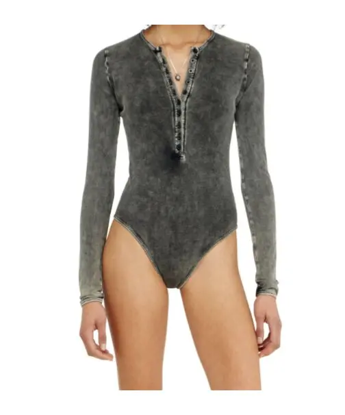DIESEL® Cotton Bodysuit With Buttoned Front