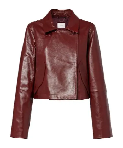Dorothee Schumacher Broken Shine Cropped Leather Jacket