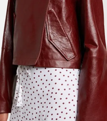Dorothee Schumacher Broken Shine Cropped Leather Jacket