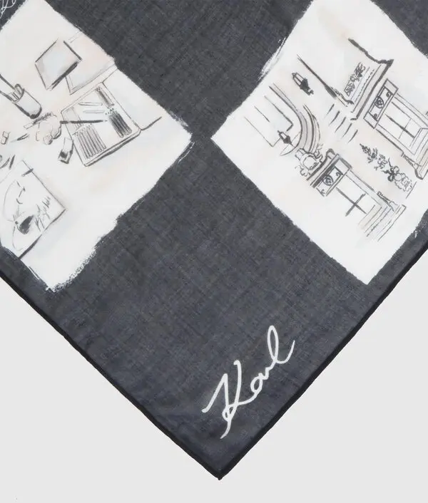 Karl Lagerfeld Sketch Checkerboard Scarf