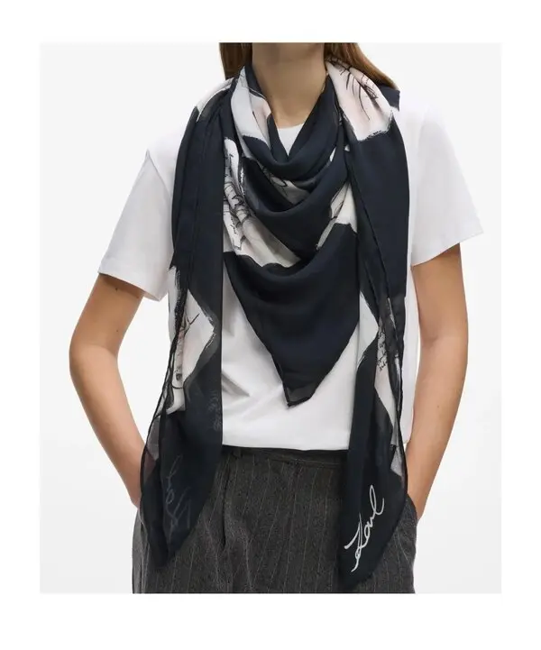 Karl Lagerfeld Sketch Checkerboard Scarf
