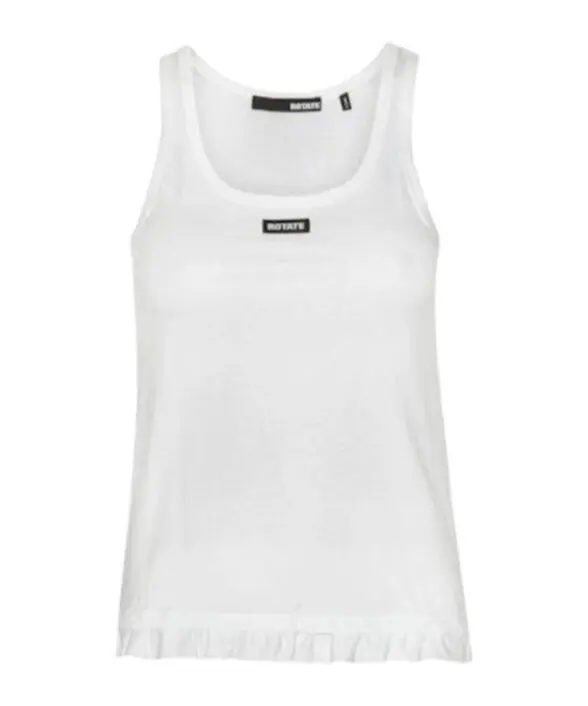 ROTATE BY BIRGER CHRISTENSEN Rtruffle Hem Crewneck Tank Top - White